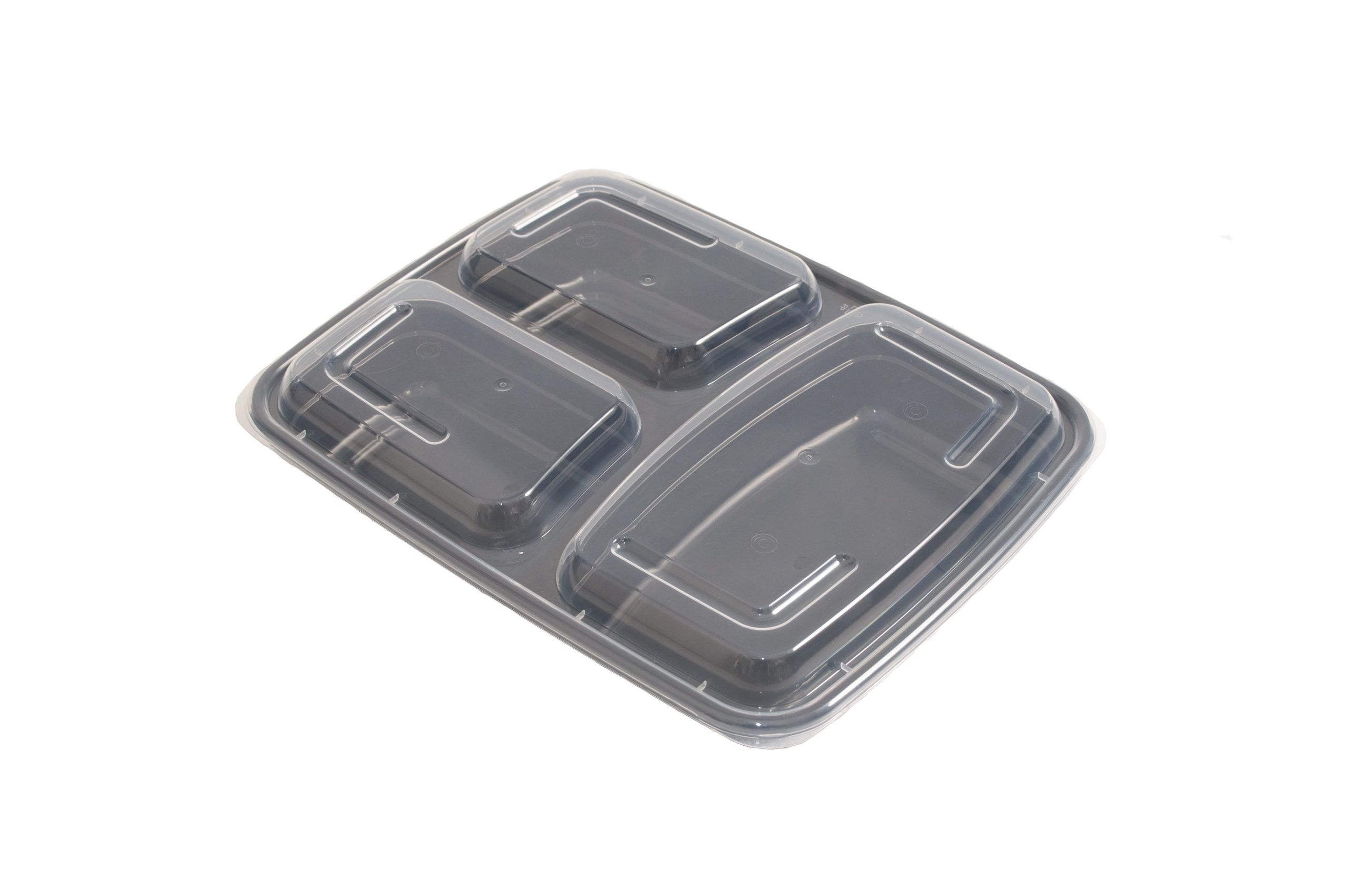 33oz 3-Compartment Black Container (150 pcs) - Eatery Outlet